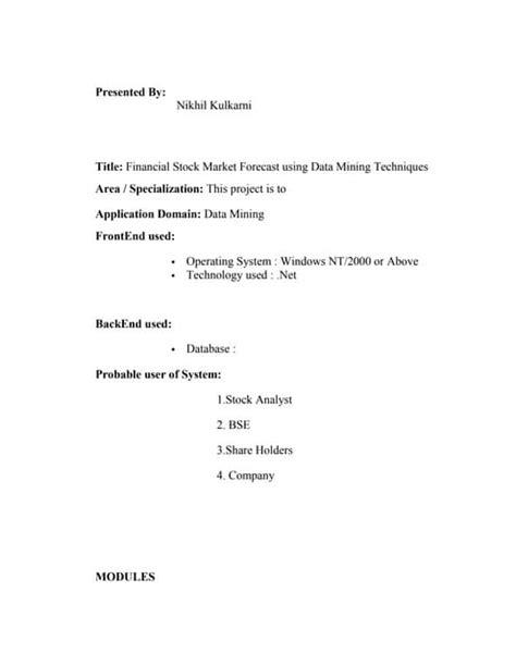 Financial Stock Analysis Project Ieee Pdf