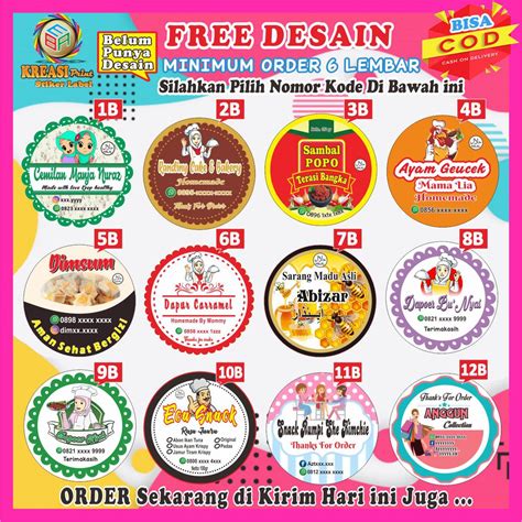 Jual Cetak Stiker Label Makanan Minuman Produk Kemasan Stiker Logo Kue Snack Murah Cetak Stiker