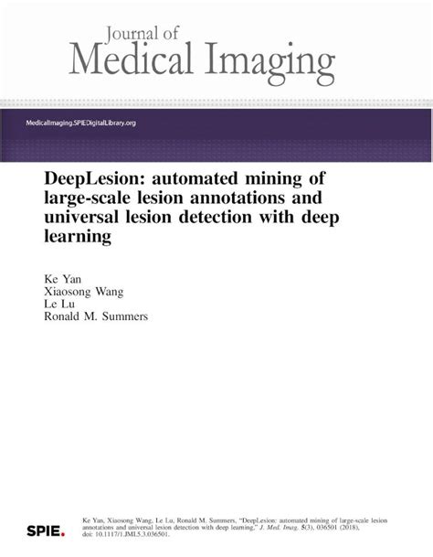Pdf Deeplesion Automated Mining Of Large Scale Lesion Papers18jmideeplesion