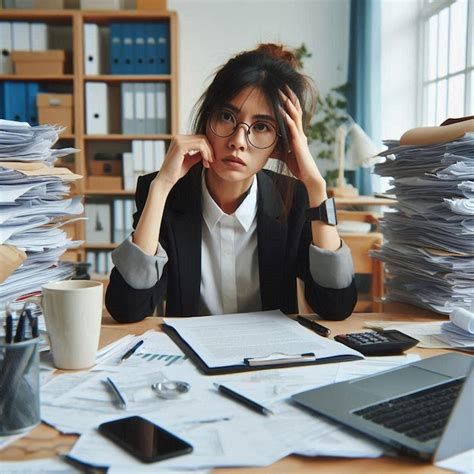 Busy Office Worker Premium Ai Generated Image