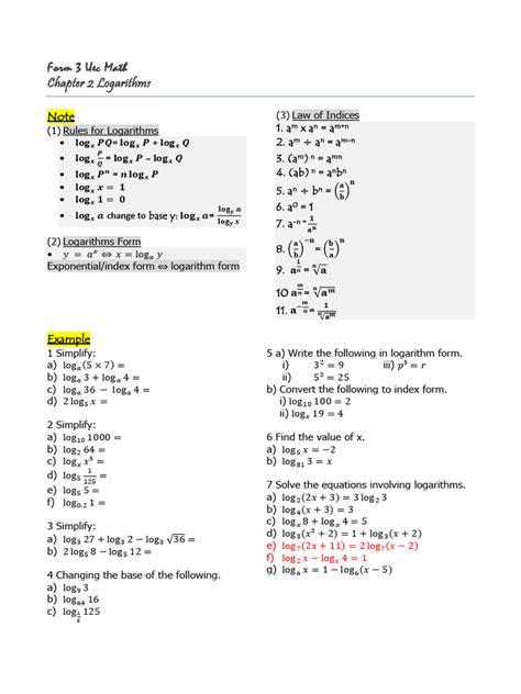 Chapter 2 Logarithm Pdf Arithmetic Mathematics