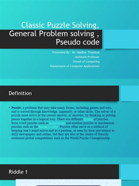 classic puzzle solving pdf puzzles algorithms