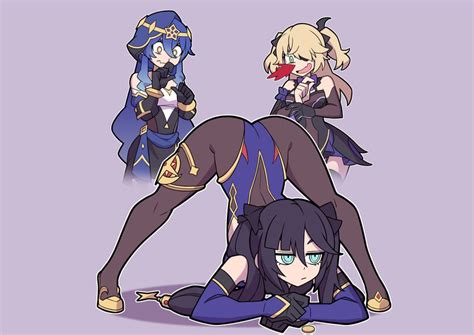 Mona Fischl And Layla Genshin Impact Drawn By Shi Ling Yu Danbooru