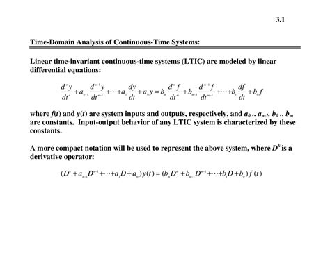 Notes On Time Domain Analysis Of Continuous Time Systems Ee 421g