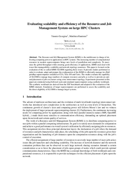 Pdf Evaluating Scalability And Efficiency Of The Resource And Job