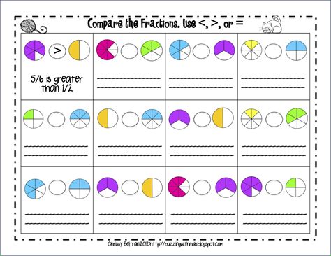 Comparing Fractions With Same Denominator Worksheet Printable