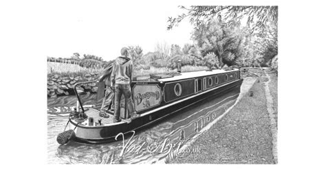 Burneswood Canal Boat Pencil Drawing By Vlad Art