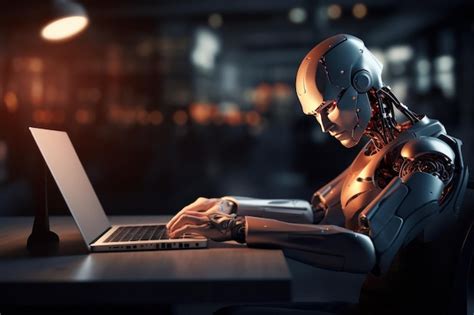 Premium Photo Ai Artificial Intelligence Robot Head With Digital Graphic Brain Engine