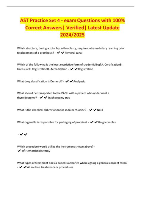Ast Practice Set 4 Exam Questions With 100 Correct Answers Verified Latest Update 2024 2025
