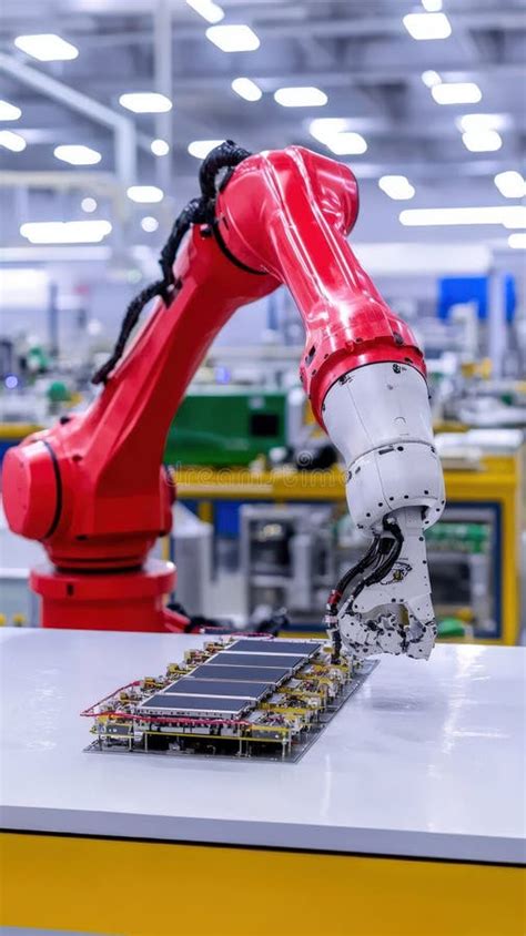 Robotic Arm Assembling Components In Modern Factory Setting Stock Illustration Illustration Of