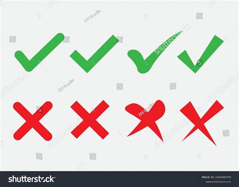 Cross Symbols Check Mark Flat Vector Stock Vector Royalty Free Shutterstock