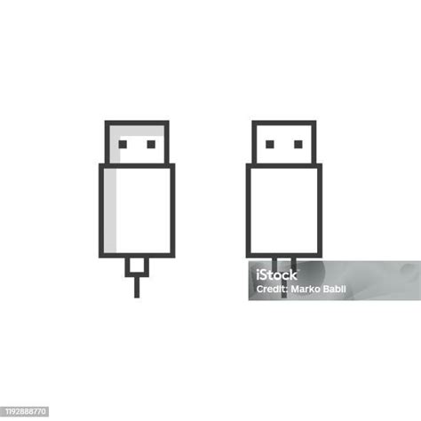 Usb 아이콘 플랫 디자인의 벡터 일러스트레이션 Usb 케이블에 대한 스톡 벡터 아트 및 기타 이미지 Usb 케이블 검은색 네트워크 연결 플러그 Istock