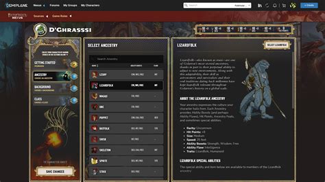 Pathfinder Character Elements Pathfinder Nexus Demiplane