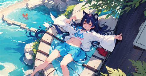 女の子 【ai絵練習】青髪猫耳娘04 Genzohのイラスト Pixiv