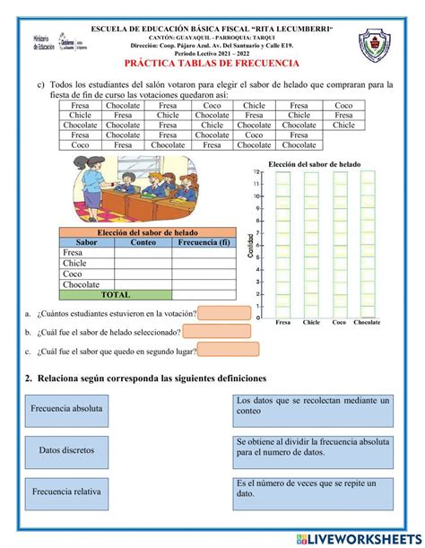 Tablas De Frecuencia Y Graficos Estadisticos Worksheet Artofit