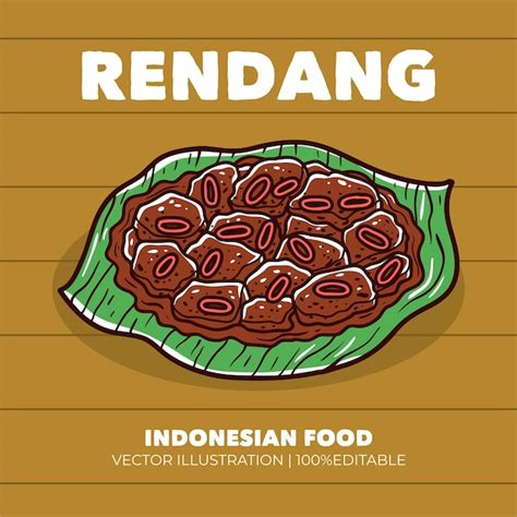 Premium Vector Rendang Indonesian Food Vector Illustration