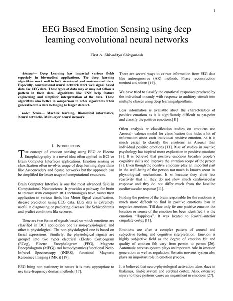 Pdf Eeg Based Emotion Sensing Using Convolutional Neural Networks