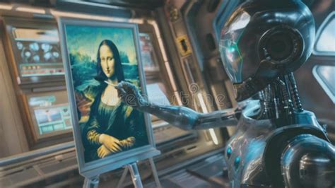 A Robot Or Cyborg Draws The Mona Lisa Stock Footage Video Of