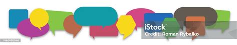 인간 의사 소통의 개념 다채로운 대화 형 말풍선으로 단어 의사 소통 메시지 질문의 개념입니다 흰색 바탕에 그림입니다 Brand Name Online Messaging