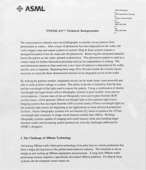 Asml Twinscan Step And Aligner Chiphistory