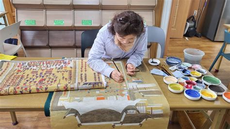 현재 작업중인 민화 작품들 센터갤러리 안동여성농업인종합지원센터