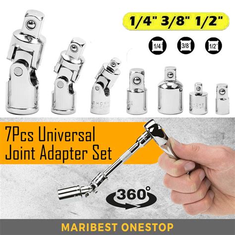 Universal Joint Socket Set Flex U Joint Adaptor Swivel Socket Wrench Adapter Ratchet Extension