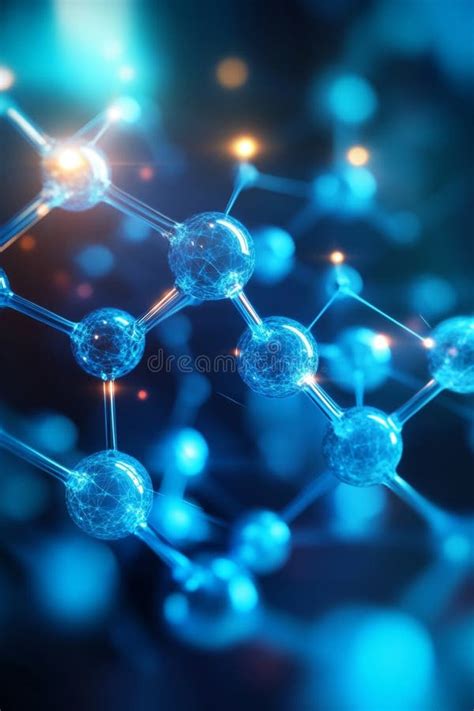 Luminous Blue Molecular Structure Connected Nodes Bright Energy Pathways Sharp Focus Vibrant