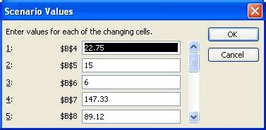 Editing A Scenario Microsoft Excel