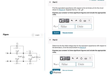Solved Part C Find The Equivalent Capacitance With Respect Chegg