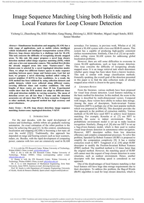 Pdf Image Sequence Matching Using Both Holistic And Local Features