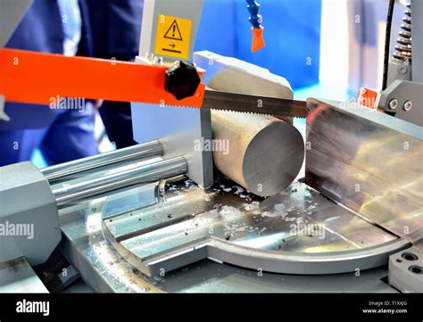 Industrial Cnc Lathe With Band Saw For Cutting Metal Products Coolant Supplied From Plastic