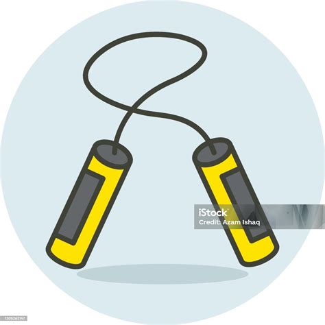 점프 로프 컨셉 벡터 컬러 라인 아이콘 디자인 체육관 피트니스 기호 흰색 배경 운동 운동 장비 스톡 일러스트 운동에 대한 스톡