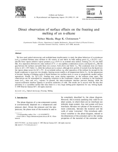 Pdf Direct Observation Of Surface Effects On The Freezing And Melting