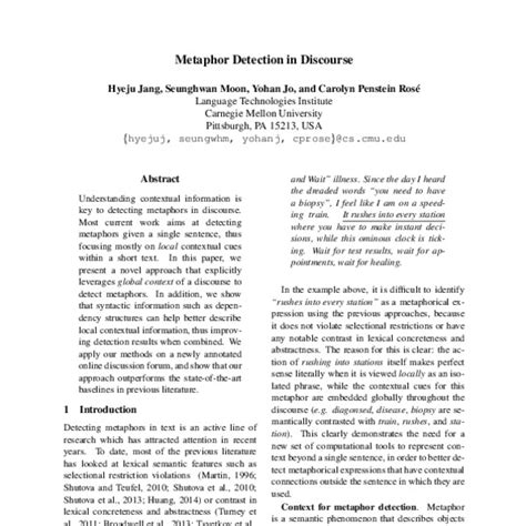 Metaphor Detection In Discourse Acl Anthology