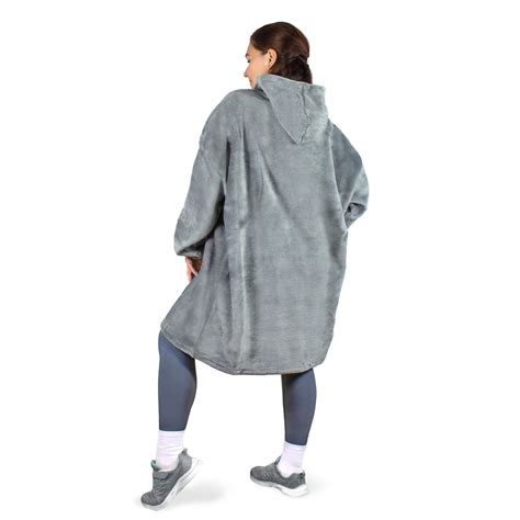 Xxl Kuschel Hoodie Mit Tasche In Grau Mit Flauschiger Innenseite
