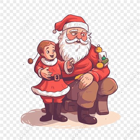 Sitting On Santa S Lap Vectorstickercartoon Png Picture And Clipart
