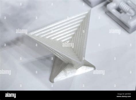 Objects Prototype Printed On 3d Printer From Plastic Filament Close Up Modern New Prototyping