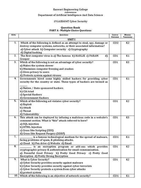 Cyber Security Question Bank Pdf Denial Of Service Attack Security