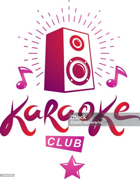 가라오케 클럽 벡터 상징 만든 가라오케 클럽 전단지 커버 디자인에 대 한 요소를 디자인 음악 노트와 서브우퍼 디스코 텍 앰프를