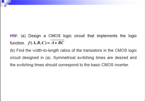 Solved Hw A ﻿design A Cmos Logic Circuit That Implements