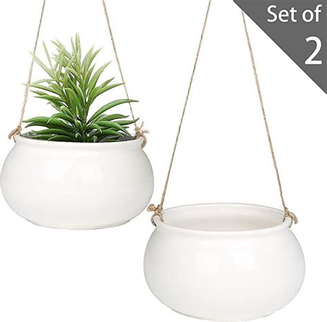 White Ceramic Hanging Planter Pots