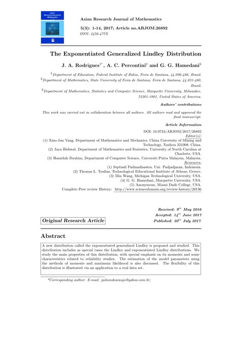Pdf The Exponentiated Generalized Lindley Distribution