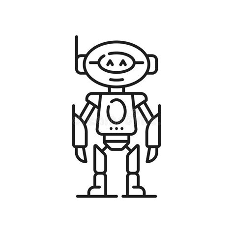 Robot Outline Icon Of Metallic Humanoid Figure Stock Vector