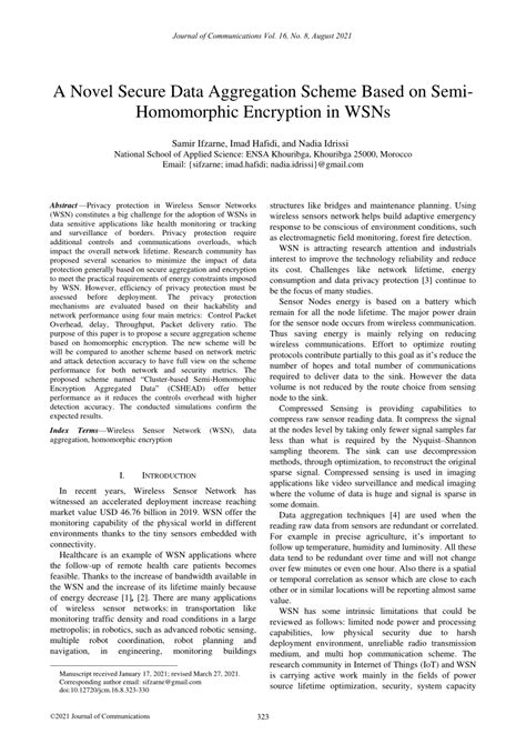 Pdf A Novel Secure Data Aggregation Scheme Based On Semi Homomorphic