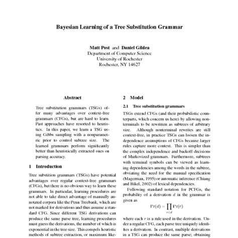 Bayesian Learning Of A Tree Substitution Grammar Acl Anthology