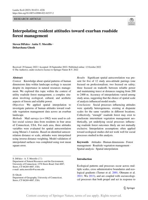 Interpolating Resident Attitudes Toward Exurban Roadside Forest Management Request Pdf
