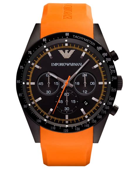 Emporio Armani Watch Mens Chronograph Orange Rubber Strap 46mm Ar5987