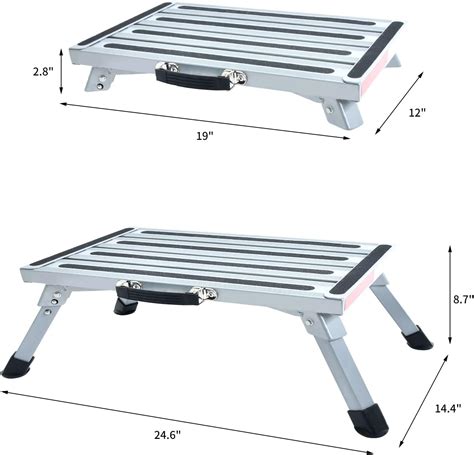 Buy Evcitn Safety Rv Steps Folding Rv Step With 19 X 12 Anti Slip Surface Rubber Feet Handle