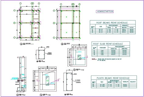 Admin Area Plan Roof Beam And Slab View With Detail For Industrial Plant Dwg File Roof Beam