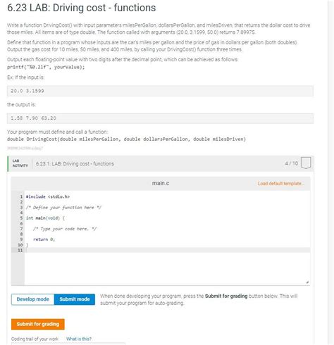 Solved 623 Lab Driving Cost Functions Write A Function